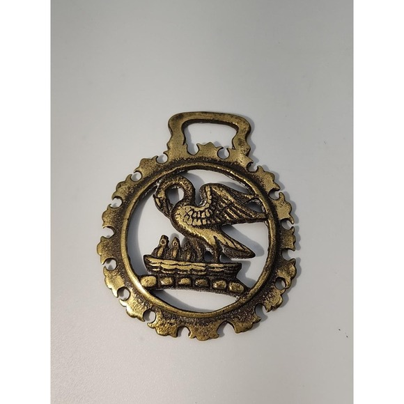 Accents | Vintage Pelican In Her Piety Bird Feeding Young Horse Brass ...